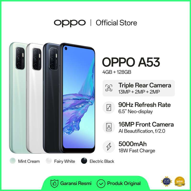 Promo OPPO A53 4GB/128GB GARANSI RESMI - Fairy White Diskon 16% di ...