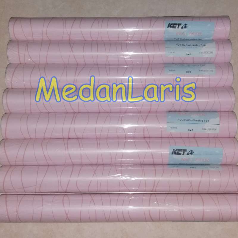 Promo WPS Corak Garis Cacing Pink Wallpaper Stiker Dinding Sticker Wall ...