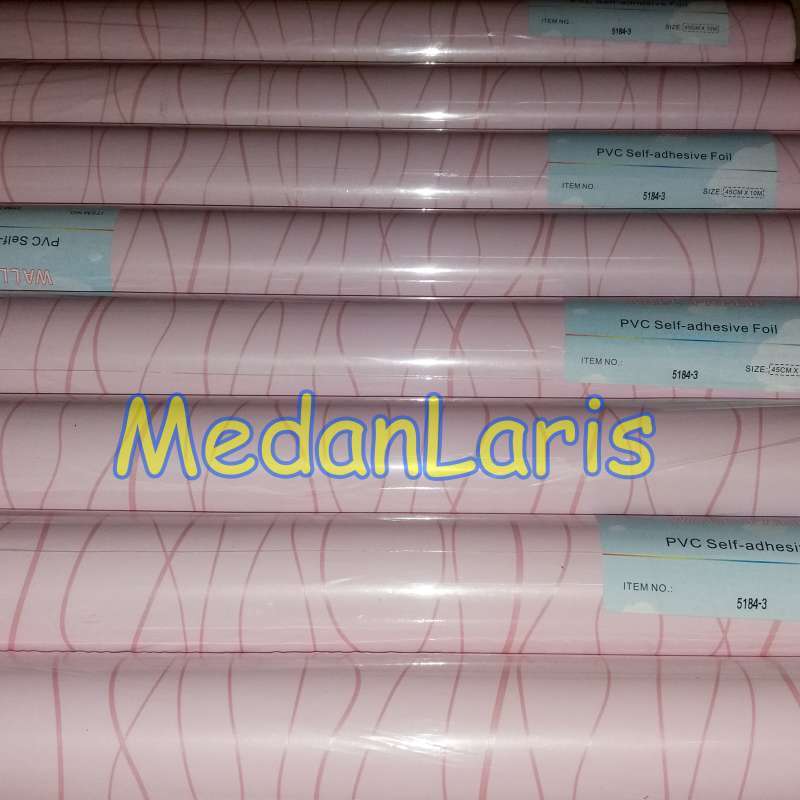 Promo WPS Corak Garis Cacing Pink Wallpaper Stiker Dinding Sticker Wall ...