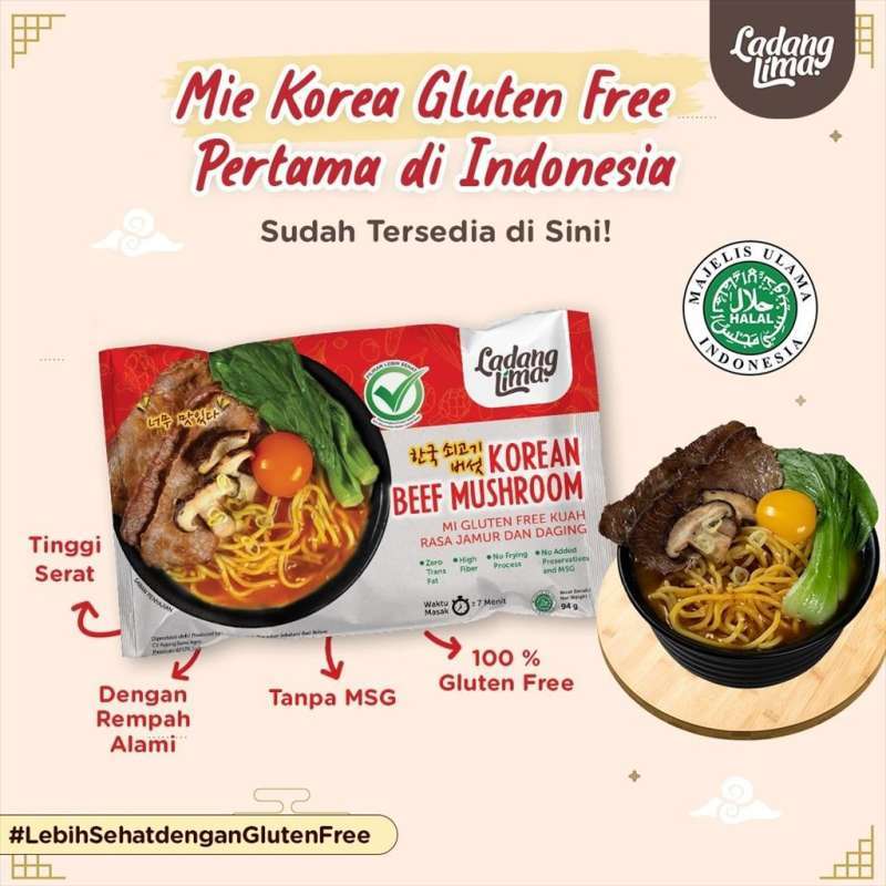 Jual Ladang Lima - Mie Korea Gluten Free Halal Spicy Beef Mushroom ...