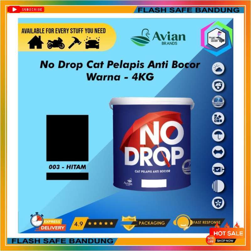 Jual No Drop 4Kg Cat Pelapis Anti Bocor-All Color-003 Hitam-019 di Seller FLASH SAFE BANDUNG ...