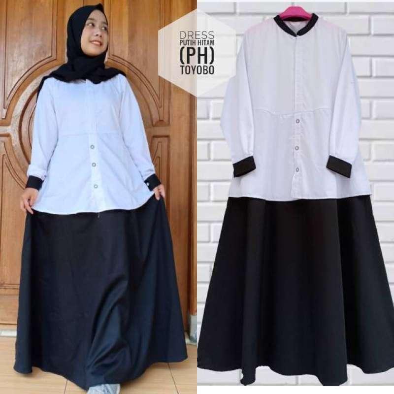 Promo Seragam Pns Hitam Putih - Gamis Hitam Putih Setelan - Gamis Kerja ...