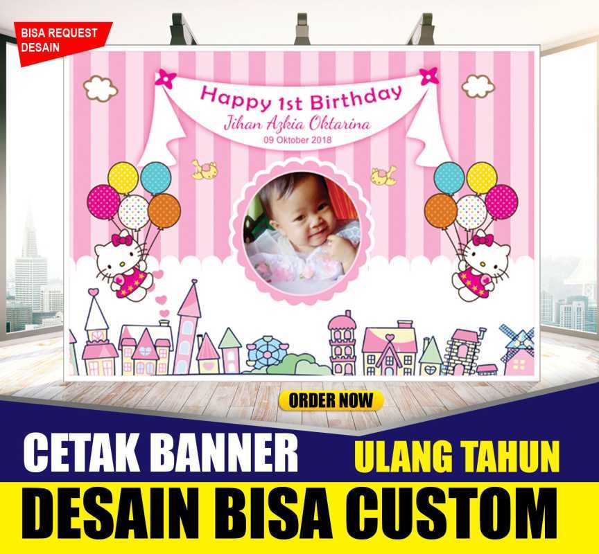 Promo Cetak Banner Backdrop Ulang Tahun Ultah Hello Kitty Anak Desain ...
