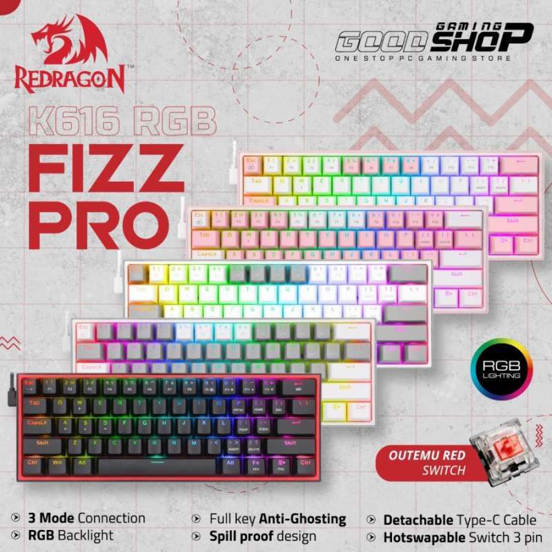 Jual Redragon Fizz Pro K616 Rgb Mechanical 3 Connection - Gaming ...