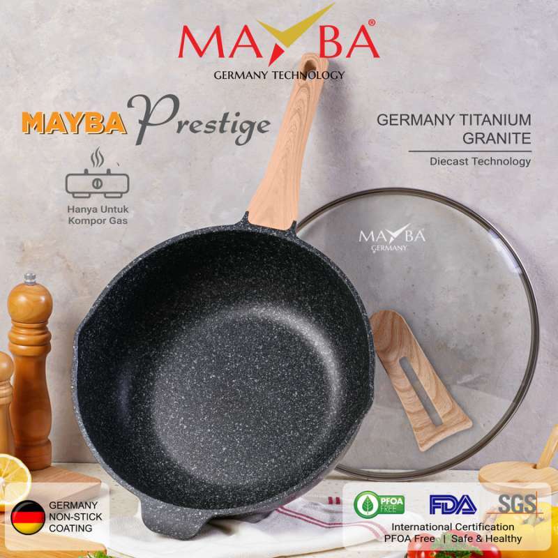 Jual MAYBA WOK GERMANY Prestige 30 cm Panci Penggorengan Black granite ...