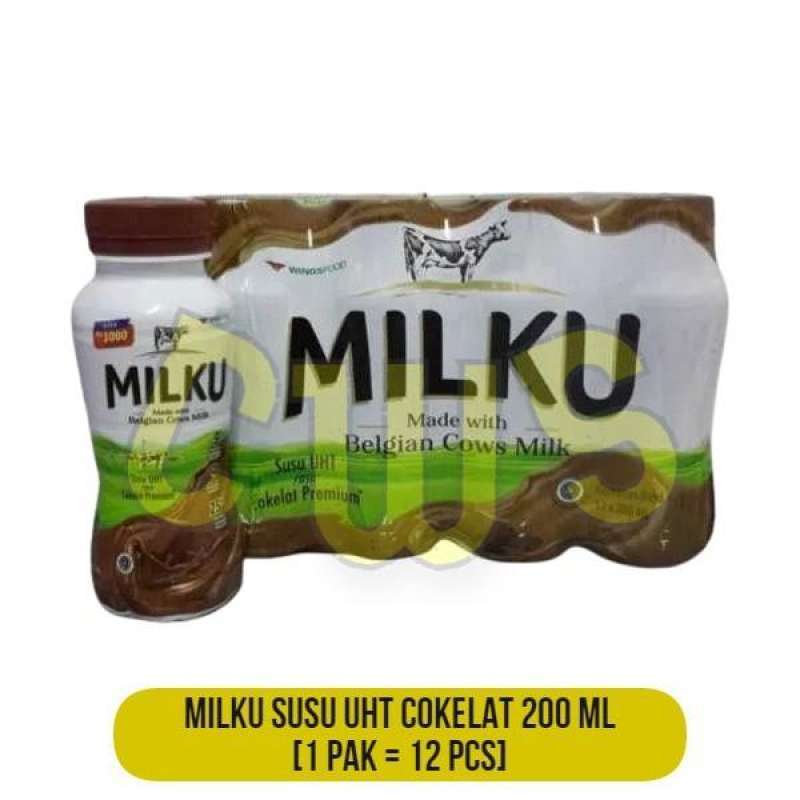 Jual MILKU COKLAT Susu Premium Botol 200 ml - 1 Pak / 12 Pcs di Seller ...