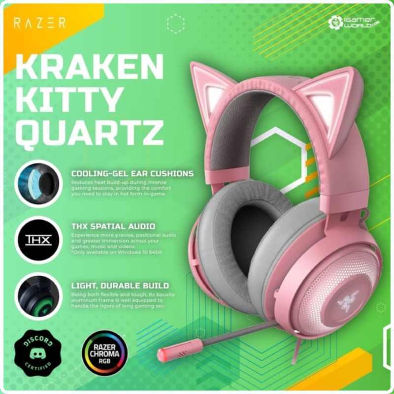 Jual Razer Kraken Kitty Edition Quartz / Pink Gaming Headset Kode 060 ...