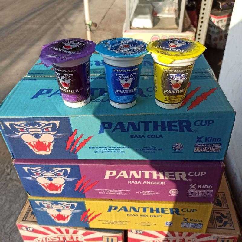 Jual Minuman Gelas Cup Panther Aneka Rasa Mix Fruit Anggur Cola di ...