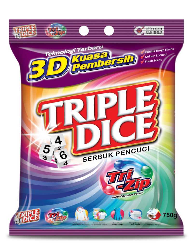 Jual TRIPLE DICE DETERGENT POWDER TRI ZIP FLORAL 750G // SABUN BUBUK ...