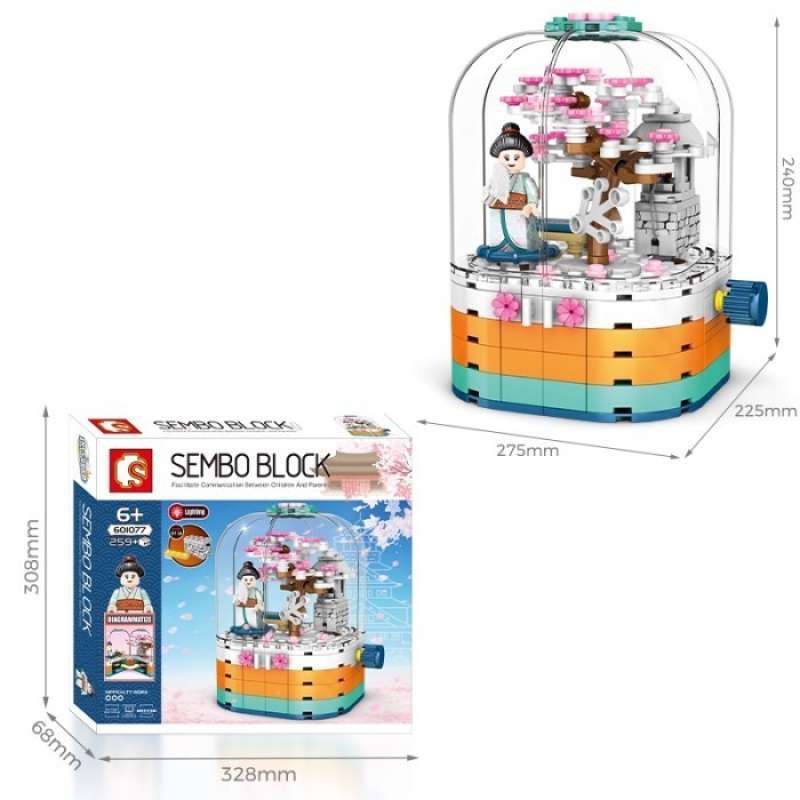 Jual Kkv Sembo Block Lego Tema Sakura Jepang Dengan Lampu Dan Box Putar ...