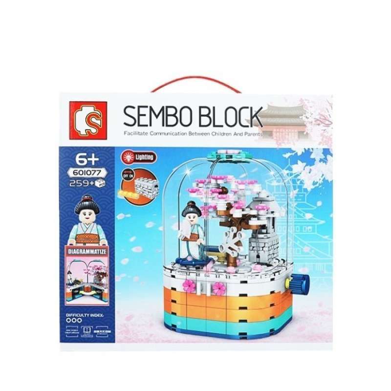 Jual Kkv Sembo Block Lego Tema Sakura Jepang Dengan Lampu Dan Box Putar ...
