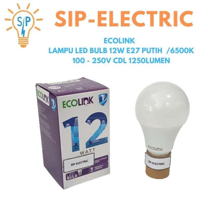 Jual ECOLINK LAMPU LED BULB 12W E27 PUTIH / 6500K 100 - 250V CDL ...