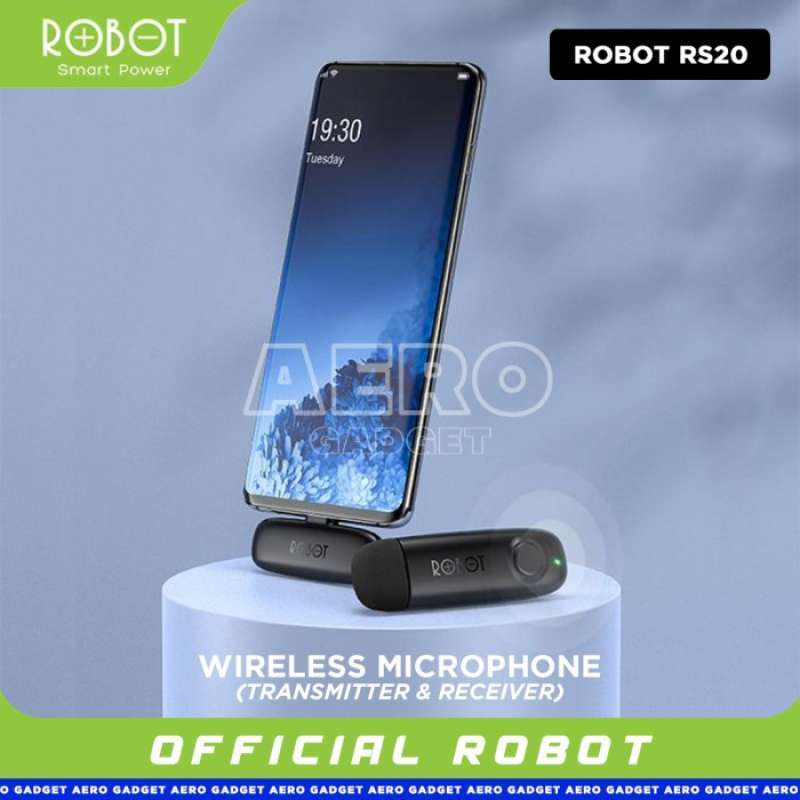 Jual Robot Microphone Mic Wireless Clip On Hp Bluetooth Rs20 Usb C Port ...