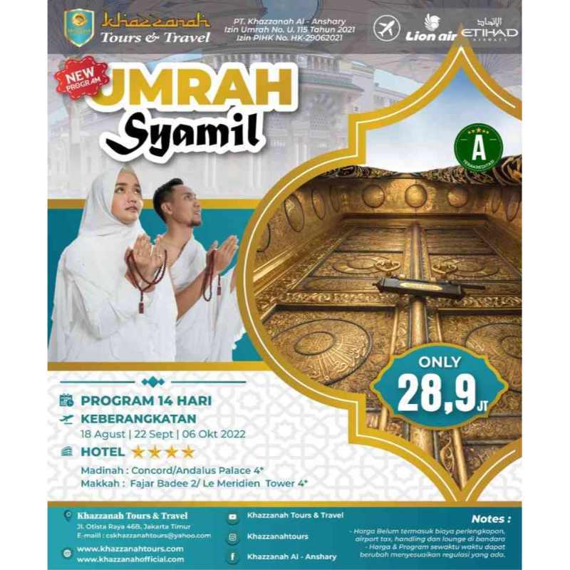 Jual UMRAH SYAMIL 14 H BY ETIHAD / LION AIR di Seller Khazzanah Tours ...