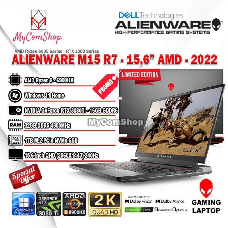 Jual ALIENWARE M15 R7 RYZEN 9-6900HX 32GB RAM 1TB SSD RTX 3080 Ti 15,6 ...