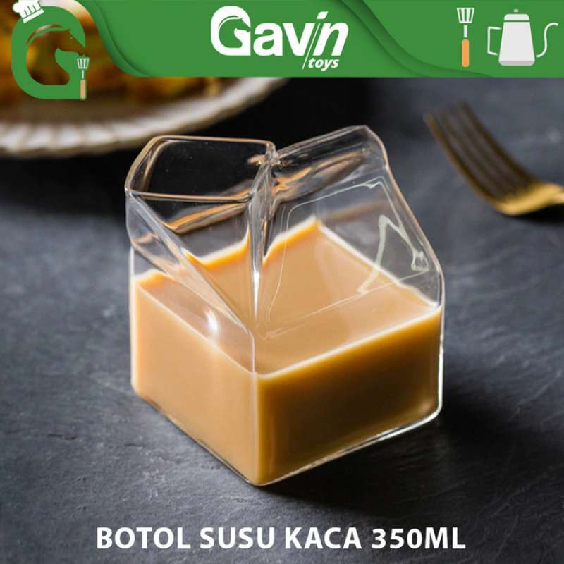Promo Gelas Susu Kaca Unik 300ml Milk Box Glass Botol Minuman Unik 300 ...