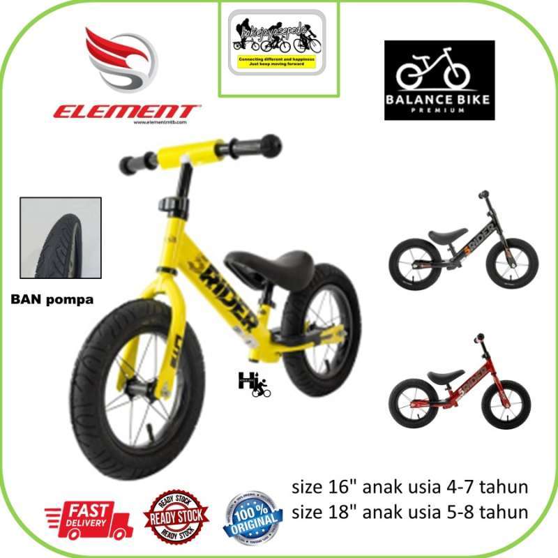 Jual ELEMENT SEPEDA BALANCE BIKE PUSH BIKE SRIDER FRAME BESI BAN POMPA ...