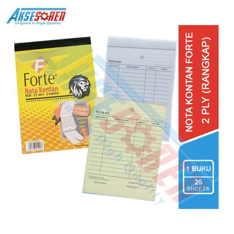 Jual Nota Kontan Forte [1 Ply, 2 Ply, 3 Ply/1 Buku] Kertas Nota ...