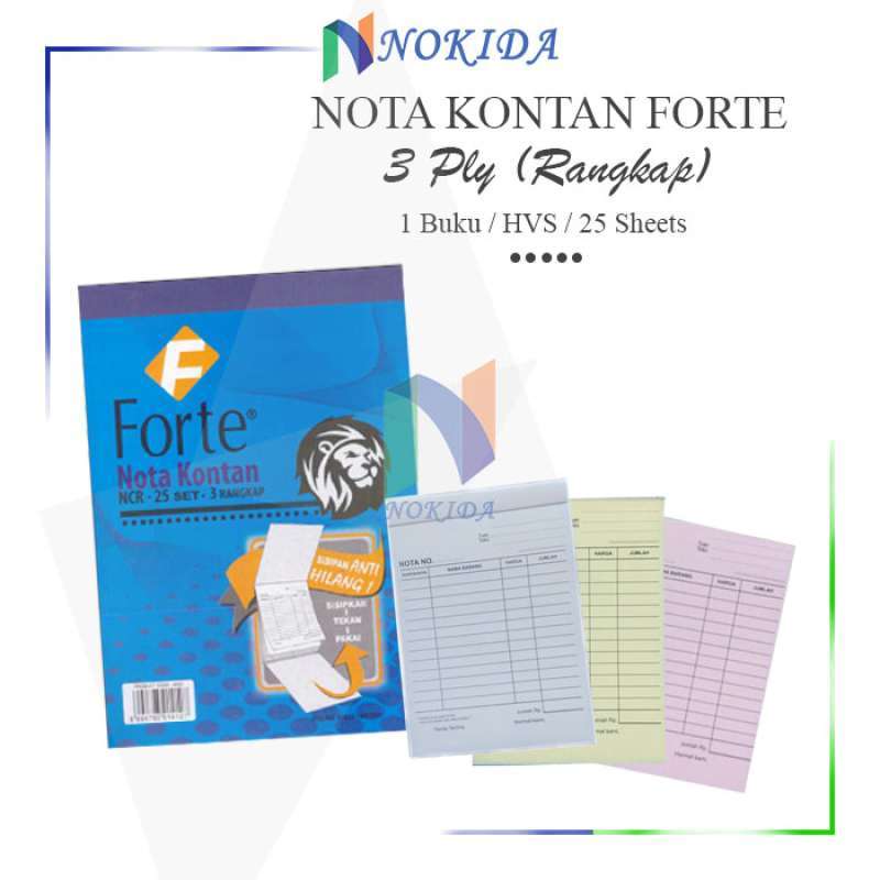 Jual Nokida Nota Kontan Forte [1 Buku] 3 Rangkap Nota 2 Rangkap / Nota ...