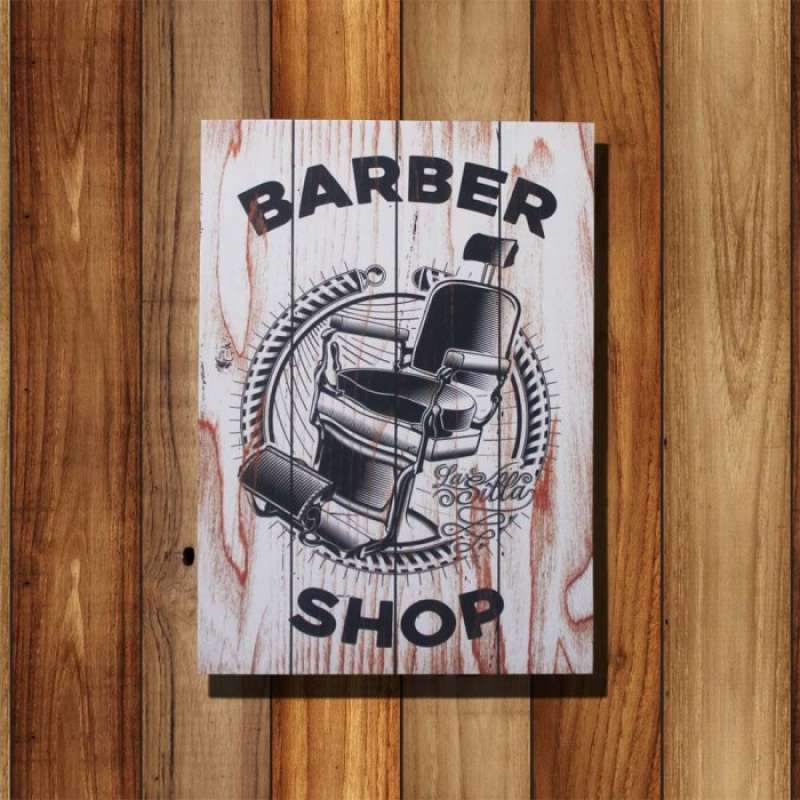 Jual Poster Quotes Wooden Art Vintage Bingkai Kayu Barber Shop Chair di ...