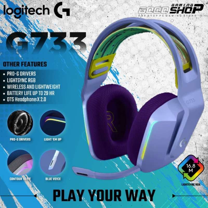 Promo Logitech G733 Lightspeed Lilac - Wireless Gaming Headset - G733 ...