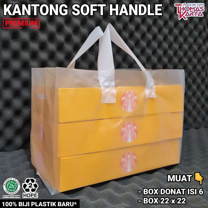 Promo Kantong Plastik Bening untuk Box Donat Isi 6 Pcs Soft Handle ...
