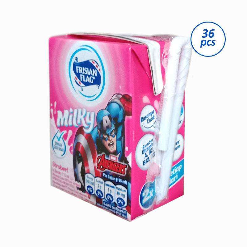 Jual Frisian Flag Milky Strawberry Susu UHT [115 mL/ 36 pcs/ Karton] di Seller Toko Mama Eping ...