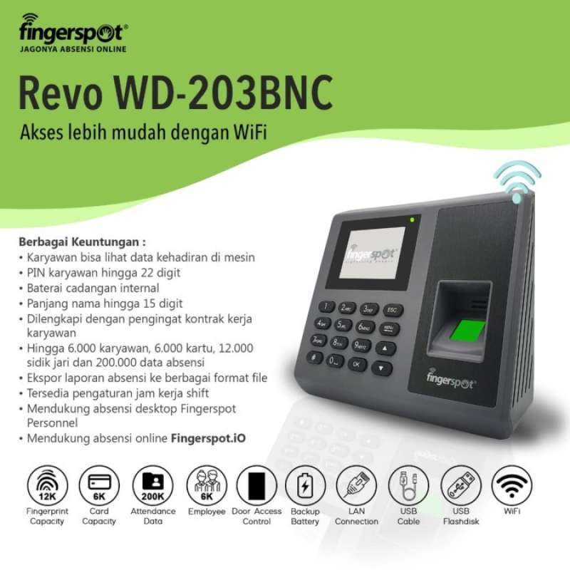 Jual Mesin Absensi Fingerspot Revo Wd-203Bnc di Seller Kerrin Store - Cengkareng Timur, Kota ...