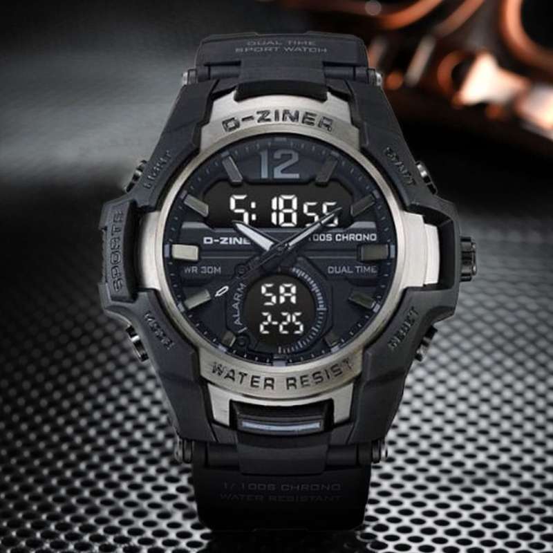 Promo Dziner Original DZ-8253 D48mm Jam Tangan Dualtime PRIA Fitur ...