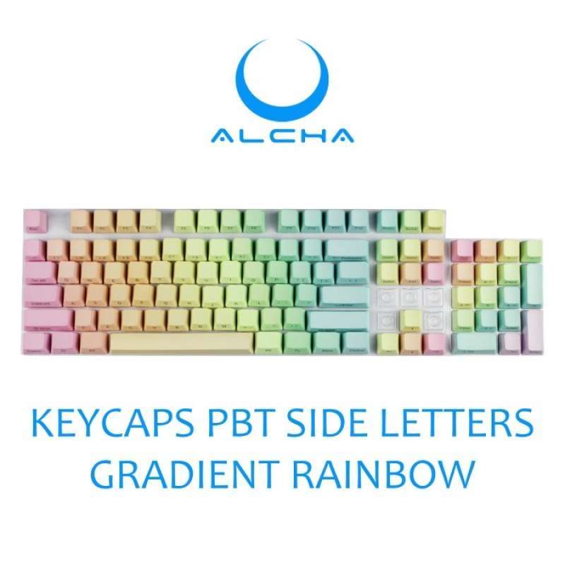 Promo Alcha Keycaps Gradient Pbt Side Letters Rainbow Sky Blue Pink ...