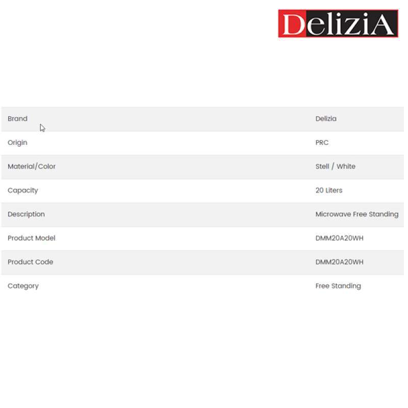 Jual Delizia Microwave Free Standing Dmm20a20wh Di Seller Delizia ...
