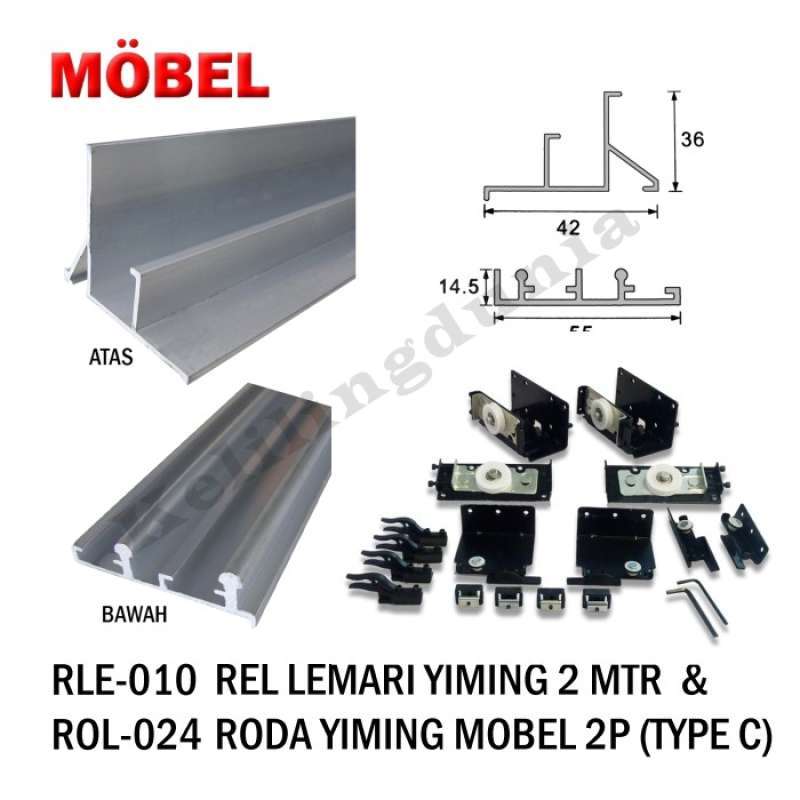 Jual 1 Set Rel Pintu Lemari 2p+2m Sliding Yiming Putih White 2 Pintu 2 Mtr Free Ongkir Di Seller ...