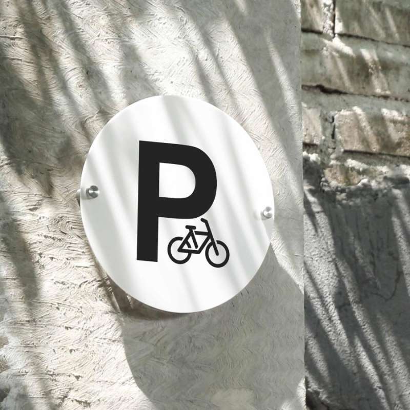 Jual Rambu Sepeda Parkir - Wall Decor Sign Akrilik Putih Lingkaran 20 ...