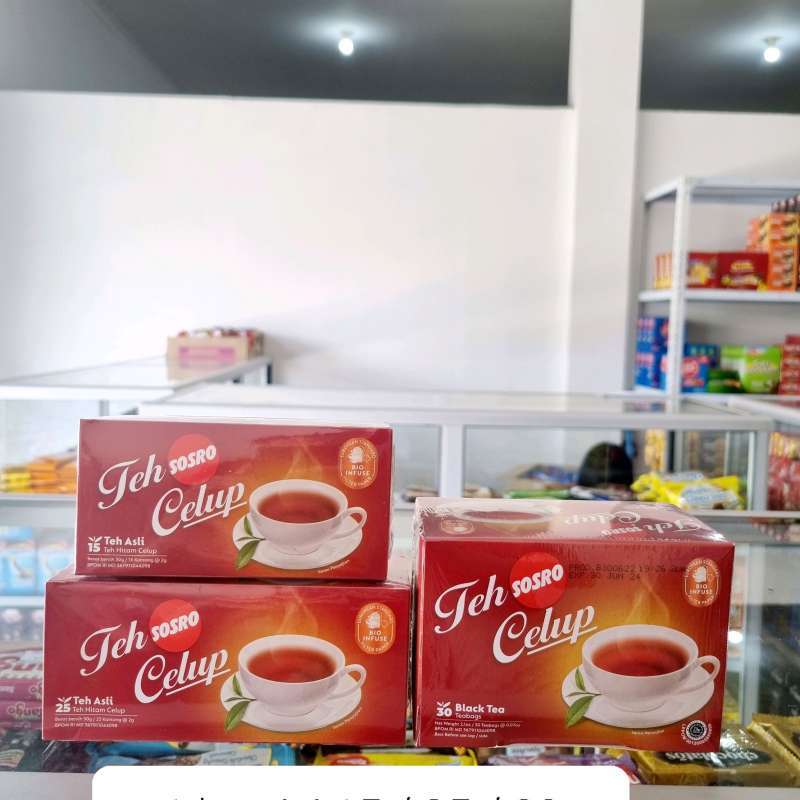 Jual Teh sosro celup (teh hitam) isi 15/25/30 sachet berat @ 2 gr - 15 ...