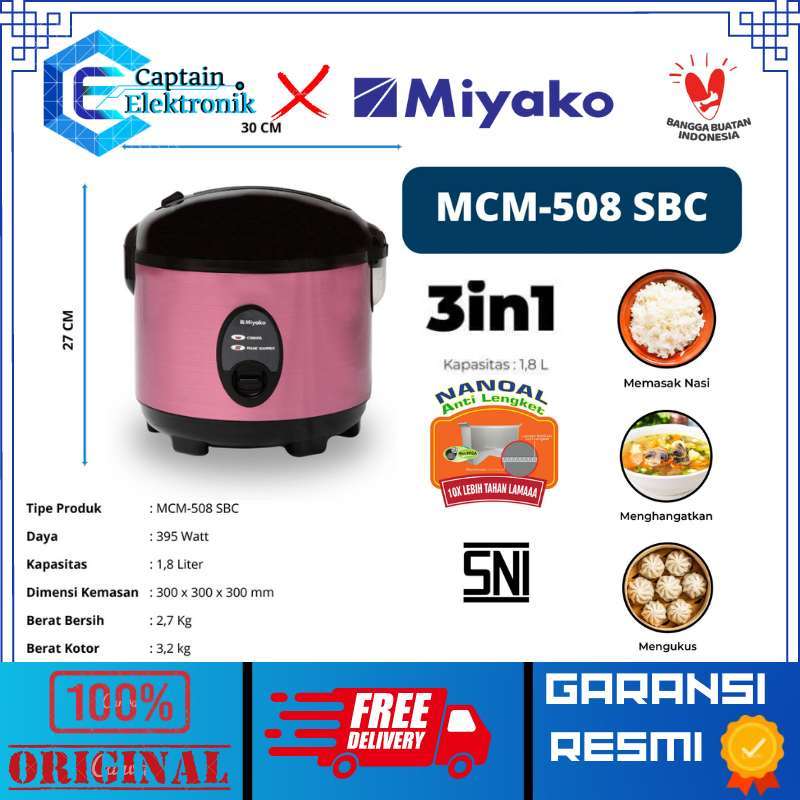 Jual Magic Com Miyako 3 In 1 -1.8 Liter Mcm-508 Sbc Di Seller Captain ...