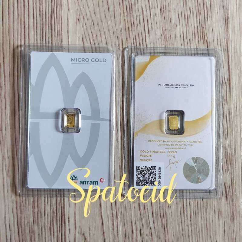 Jual Spatoeid Antam Hartadinata Micro Gold Logam Mulia 24 karat 0.1 ...