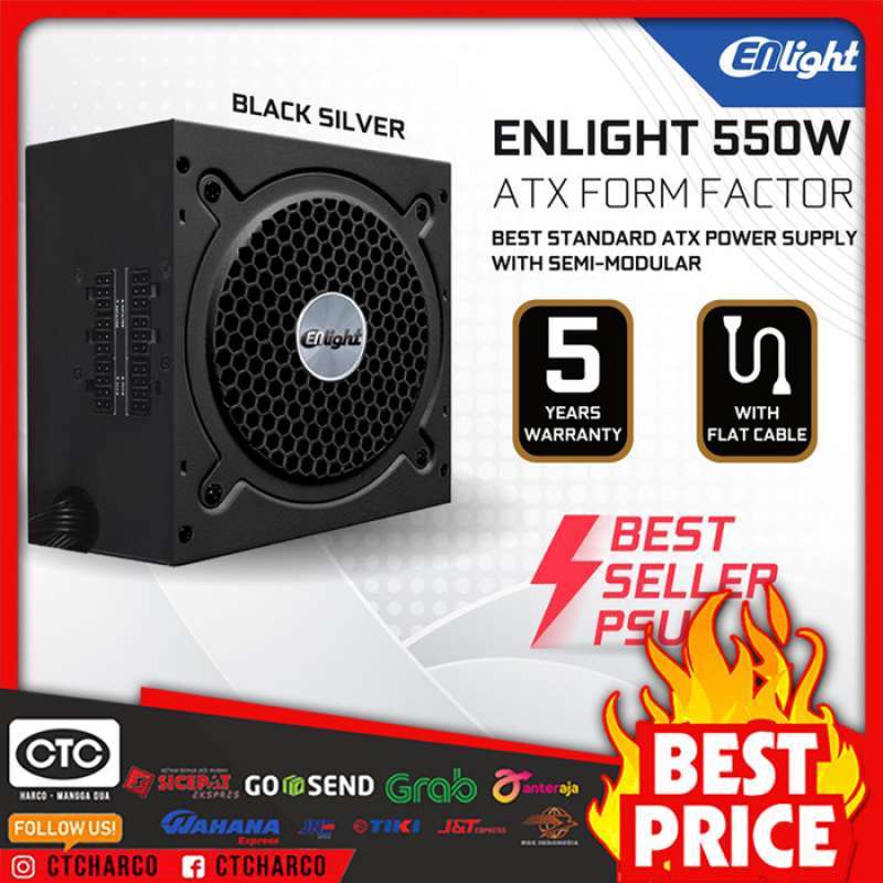 Promo Psu Enlight 550W 80+ Bronze Semi Modular Black Silver - Power ...
