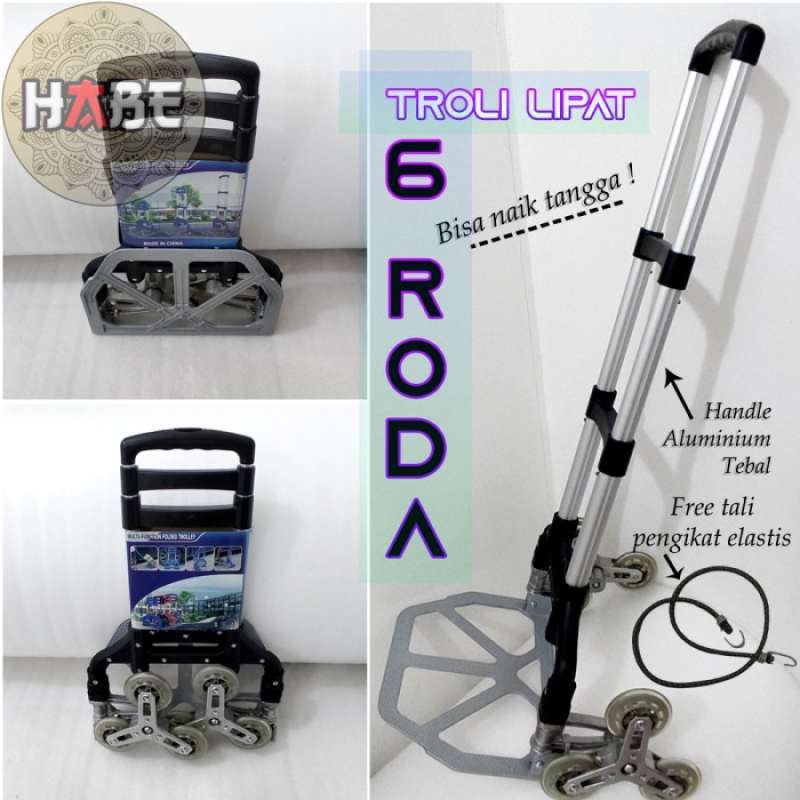 Promo Troli Lipat 6 Roda Jalan Di Tangga Aluminium Foldable Trolley ...