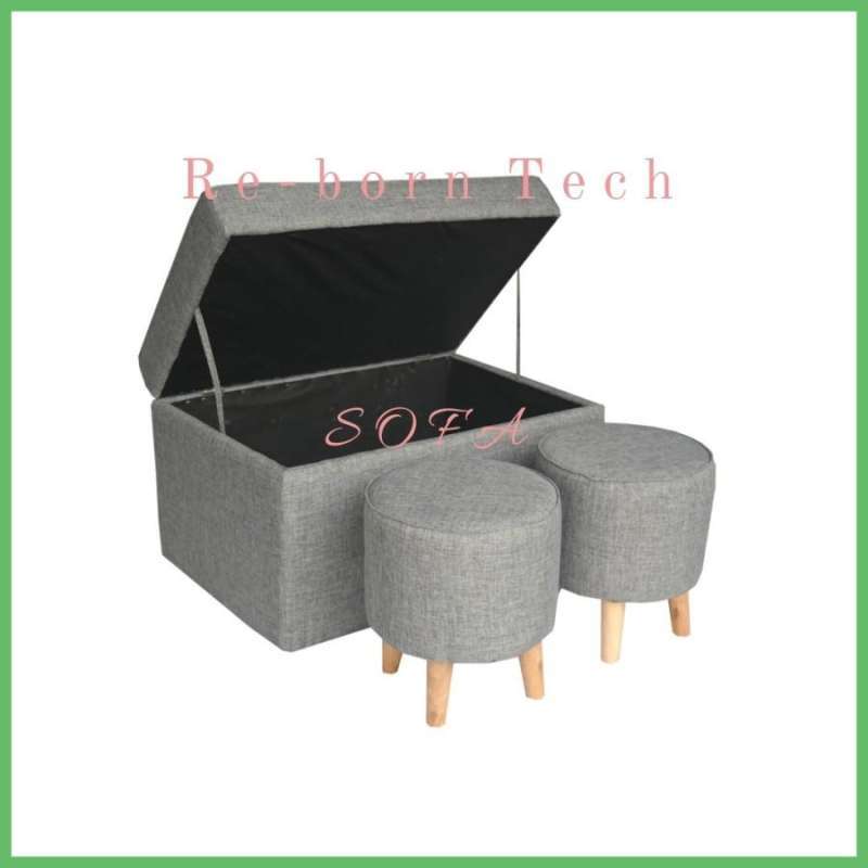 Jual Sofa Bench Storage + 2 Pc Puff Stool Di Seller Re-born Tech ...