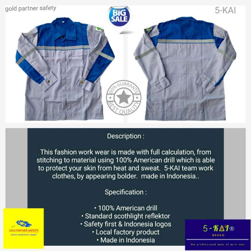 Promo pakaian kerja safety proyek kombinasi 5-KAI workwear clothes ...