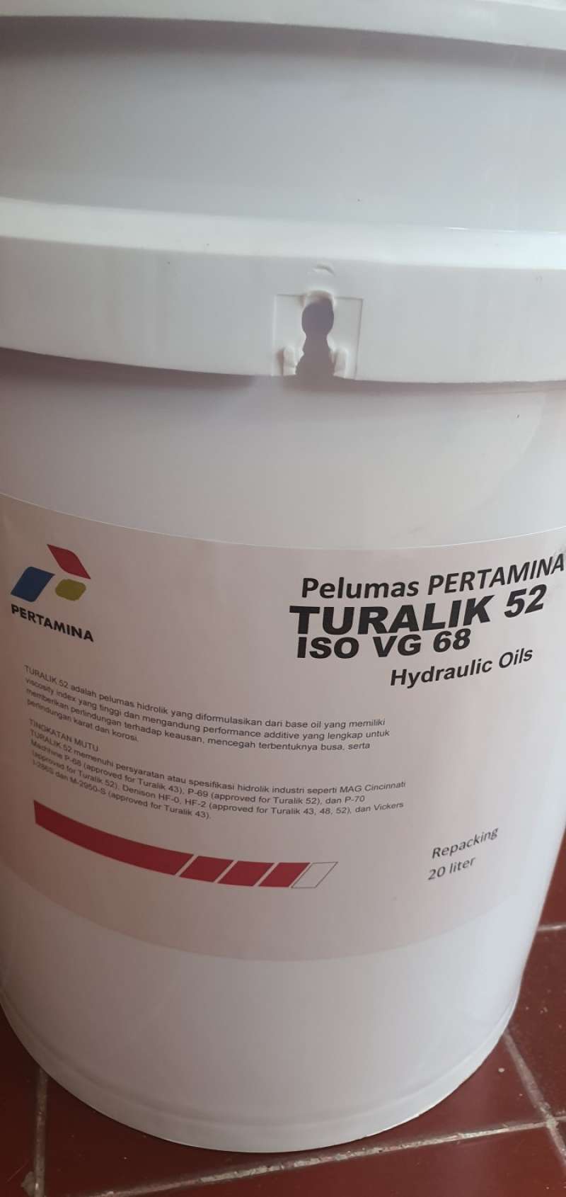 Jual Oli Hidrolik Pertamina Turalik 52 Pelumas Iso Vg 68 Isi 20 Ltr di ...