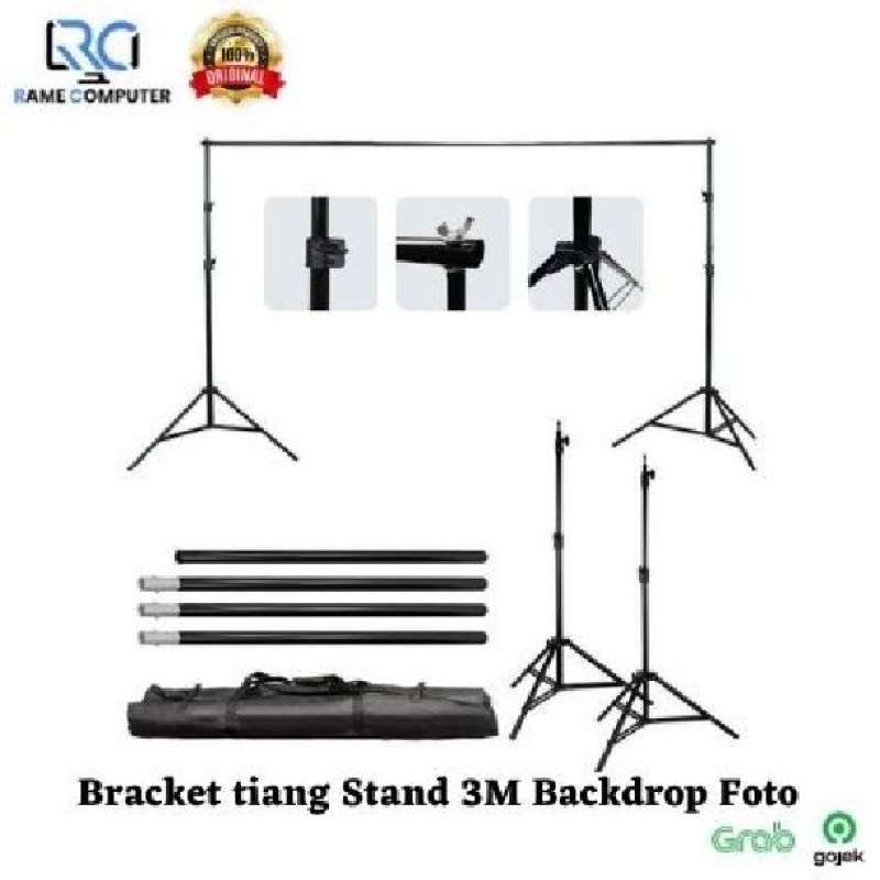 Jual Bracket tiang Stand 3M Backdrop Foto Studio background lighting 3 ...