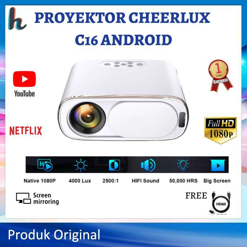 Jual PROYEKTOR C16 ANDROID CHEERLUX 4000 LUMENS| C16 ANDROID PROJECTOR ...