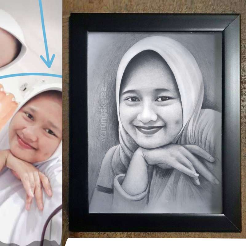 Jual Sketsa Wajah Ukuran A4 Free Bingkai (1 Wajah) - Hitam Di Seller ...