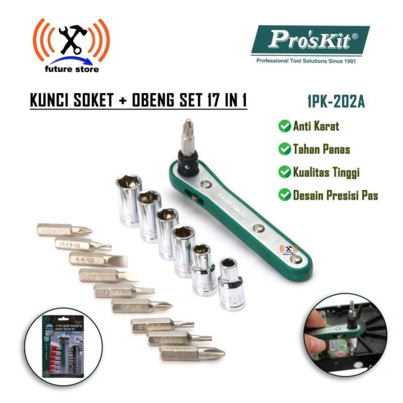 Jual Pro'Skit 1Pk-202A 17 Pcs Kunci Soket + Obeng Set 17 In 1 Original ...