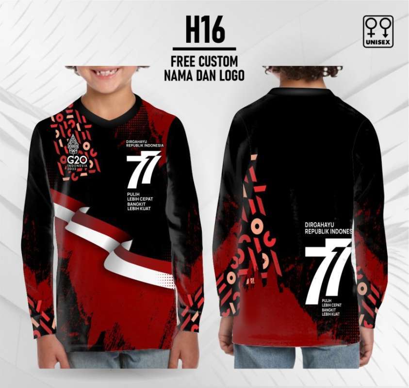 Promo Jersey anak hut kemerdekaan ri 77 kaos baju 17an 2022 lengan ...