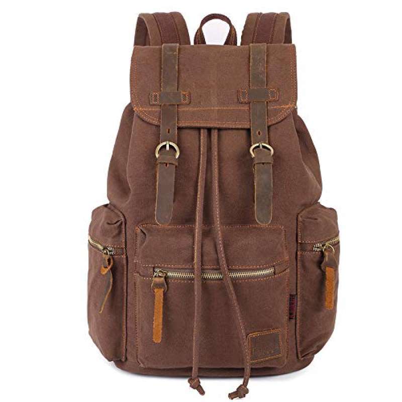 Jual KAUKKO Vintage Casual Canvas and Leather Rucksack Backpack ...