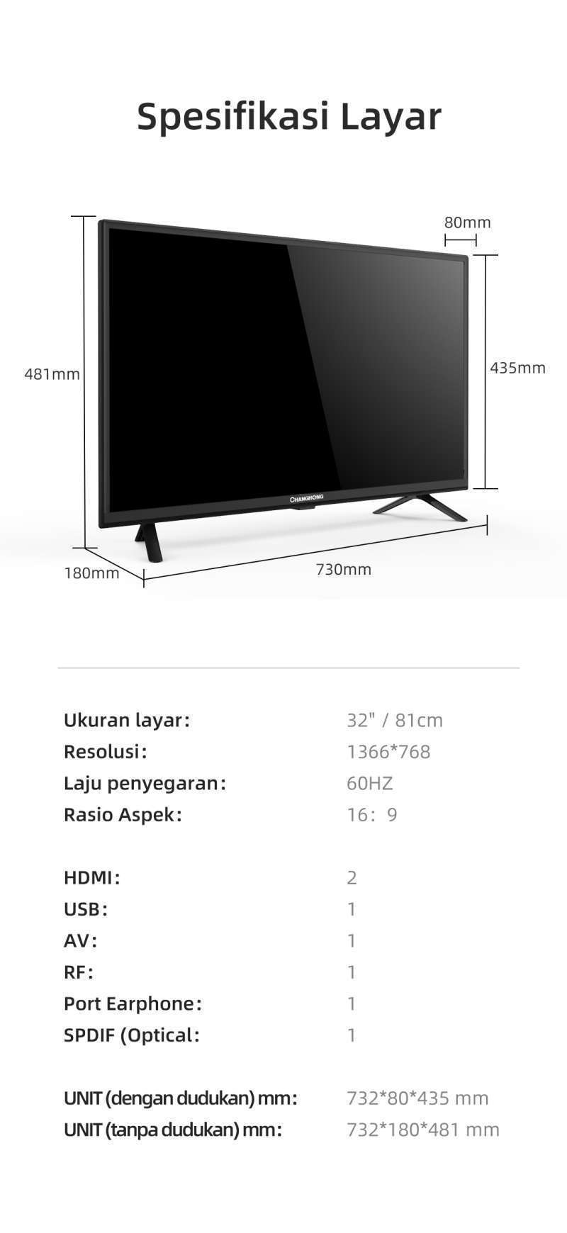 Jual Changhong 32 Inch Digital Led Tv (l32g5w) Hd Tv-hdmi-usb Movie Di Seller Jolelektronik ...