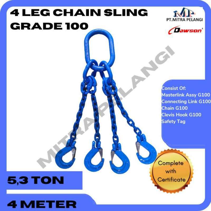 Jual 4 Leg Chain Sling Grade 100 5,3 Ton - 4 Meter Dawson di Seller ...