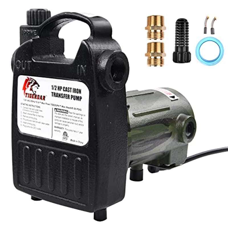 Promo TIGEROAR 120V AC Portable Water Pump 1560 GPH Cast Iron Water ...